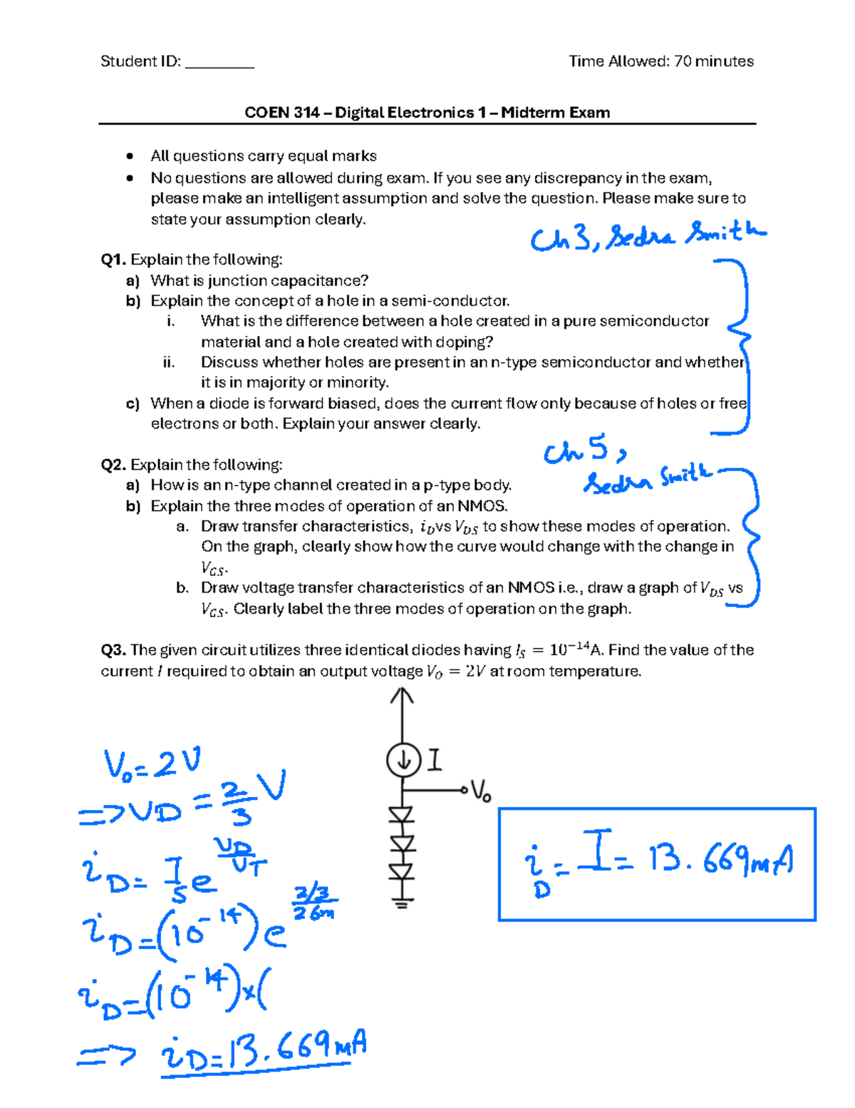 COEN 314 Digital Electronics 1 Midterm Exam Review - Past Paper - Studocu
