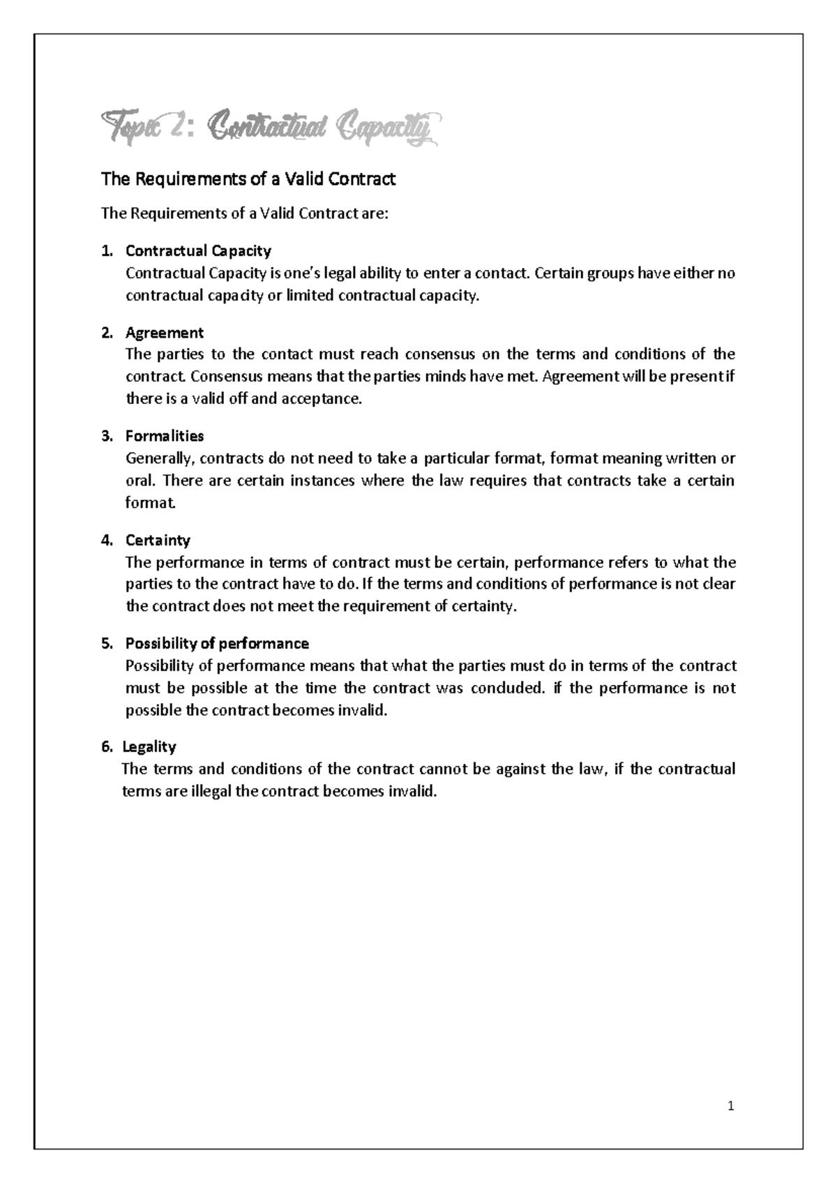 Understanding Contractual Capacity and Its Implications - Studocu