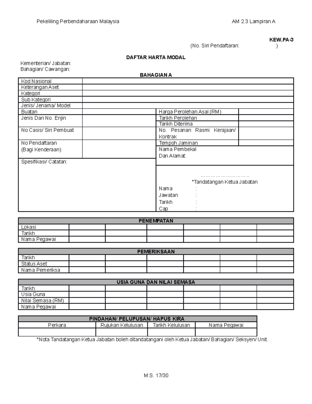 Dokumen Kewangan KEW.PA-3 - Panduan Daftar Harta Modal - Studocu
