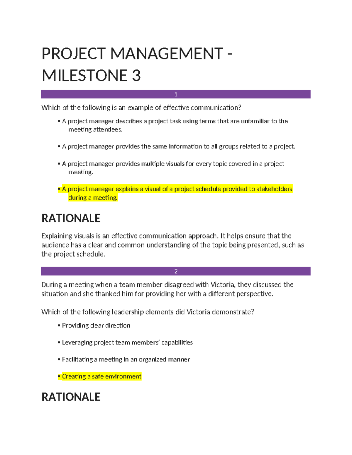 Project Management - Milestone 3 Analysis and Key Insights - Studocu