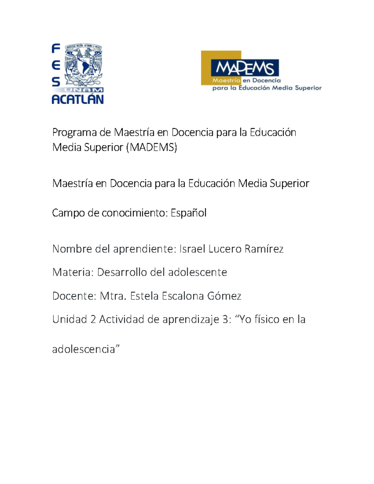 DA U2 A3 Esquema gráfico Yo físico Israel Lucero Ramirez - Ciencias de ...