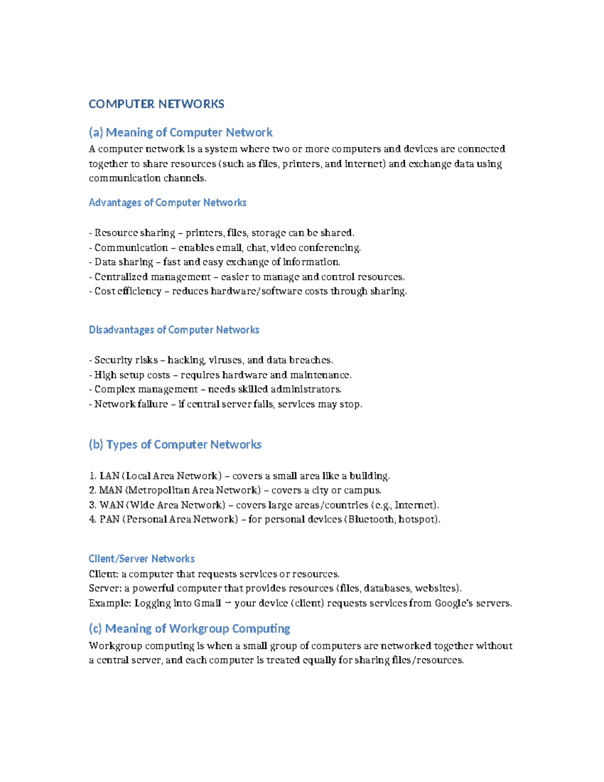COMPUTER NETWORKS (Fundamentals) - Overview and Types - Studocu