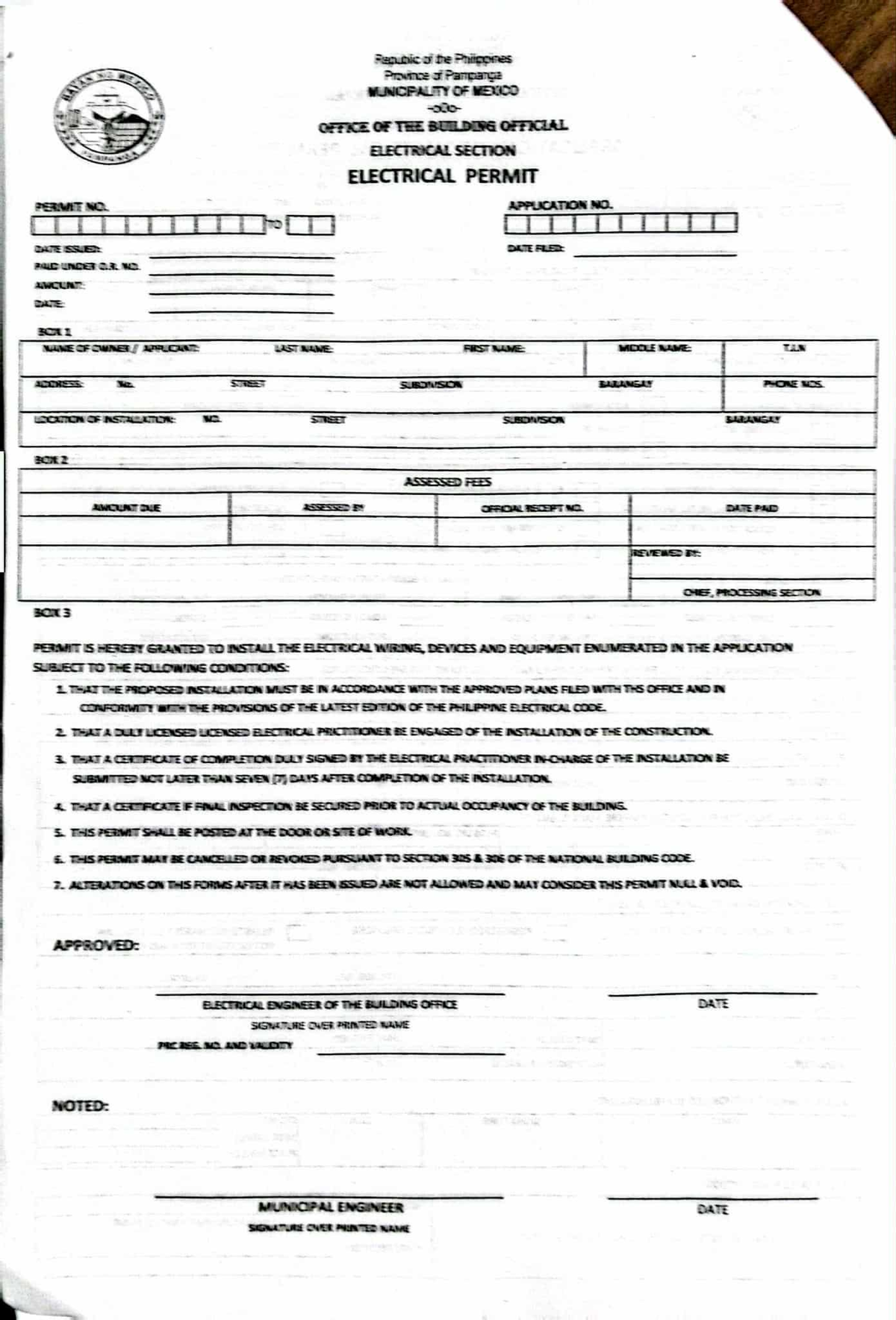 Electrical Permit Application - Municipality of Mexico, Pampanga - Studocu