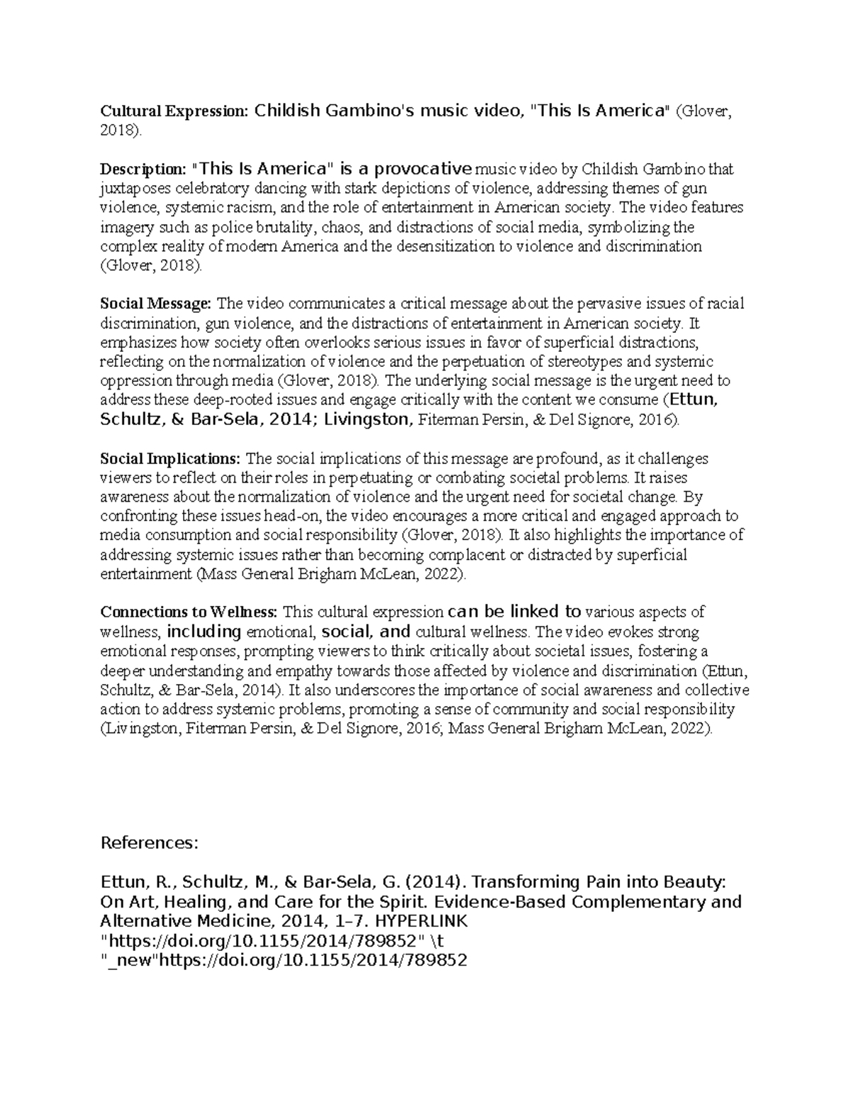 IDS 402 Discussion 4 - IDS 402 - Cultural Expression: Childish Gambino ...