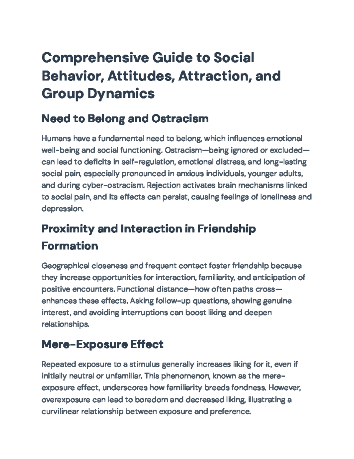 Comprehensive Guide to Social Behavior & Dynamics in Psychology (PSY ...