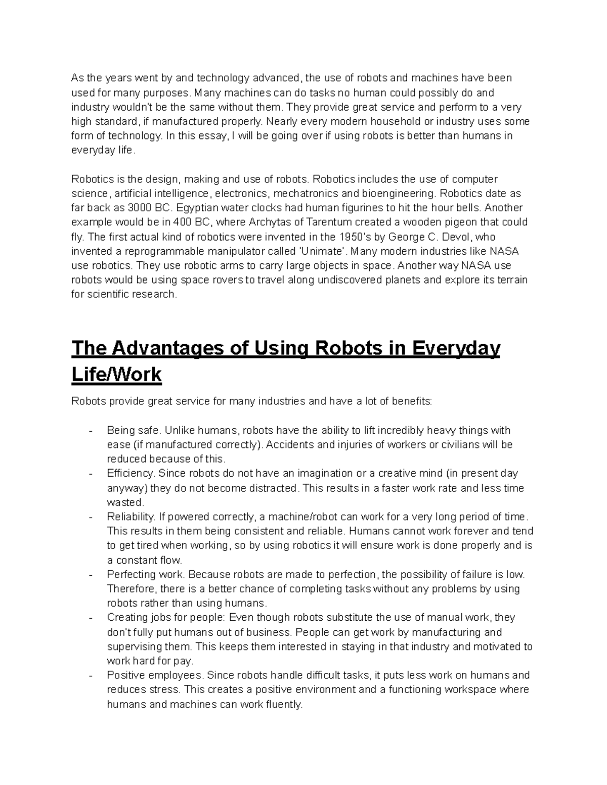 Are Robots Better than Humans Essay - As the years went by and ...