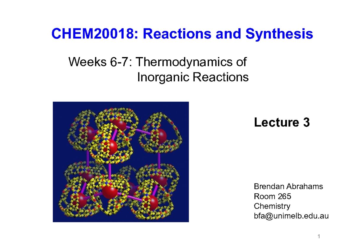 CHEM2001 Lecture: Thermal Stability of Ionic Solids and Lattice ...