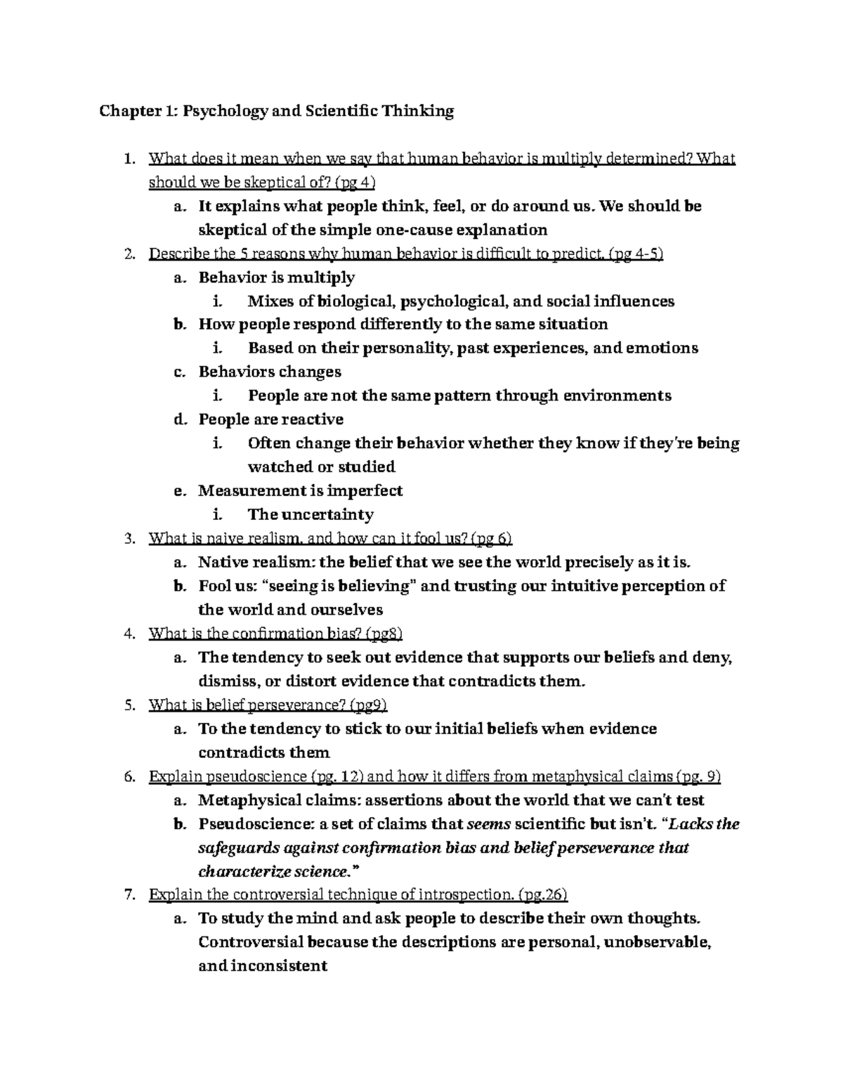 PSY 101 - Q&A on Chapters: Understanding Psychology & Research Methods ...