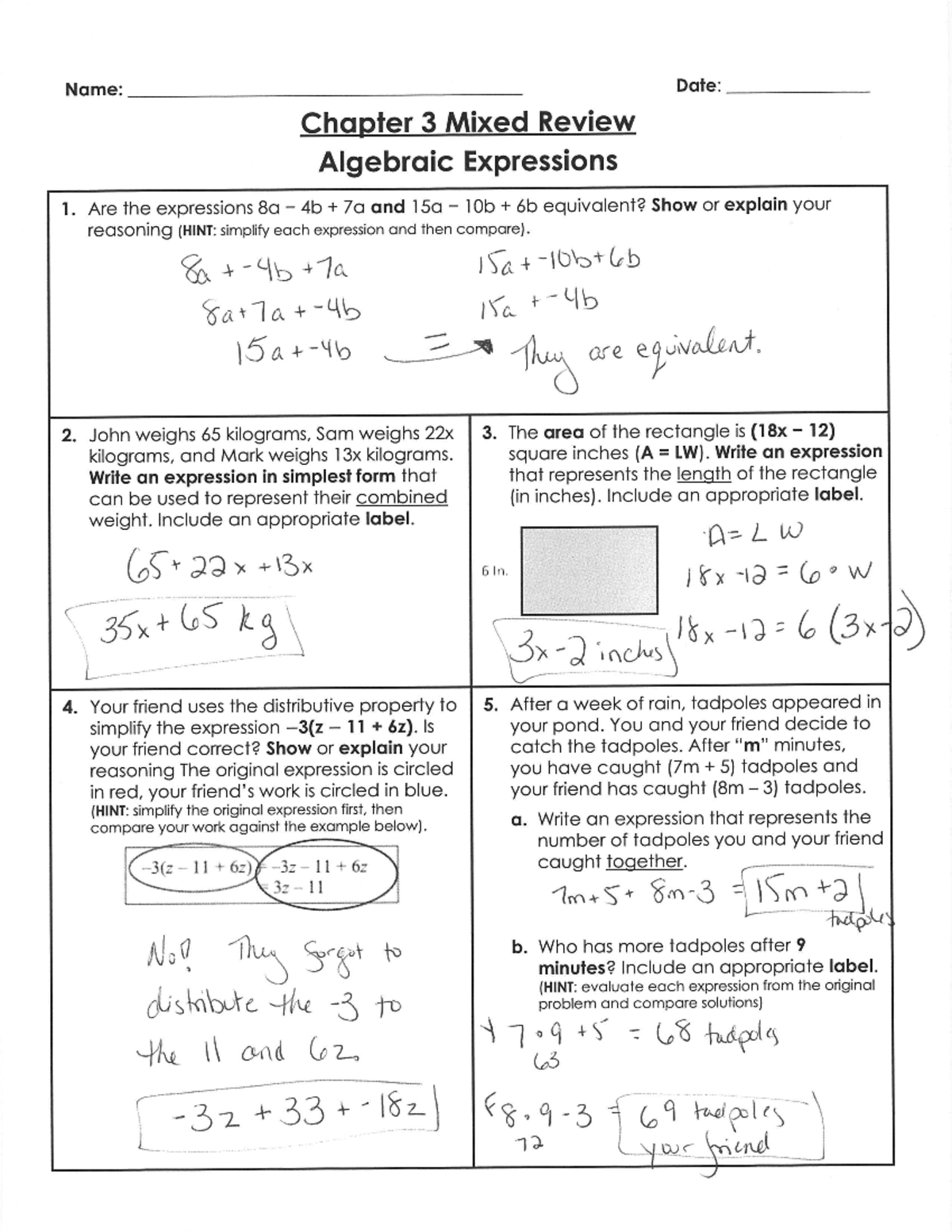 Ch 3 Mixed Review Answer Key - Name: Date: Chapter 3 Mixed Review ...