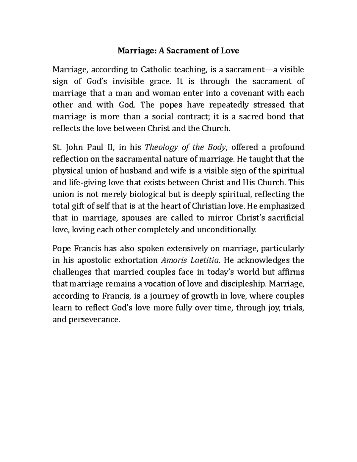 Marriage A Sacrament of Love - Marriage: A Sacrament of Love Marriage ...