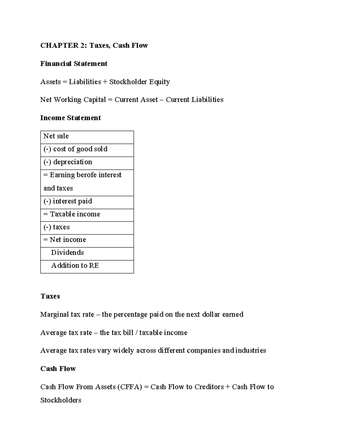 Chapter 2 3 Financial Statements Cash Flow Analysis Studocu