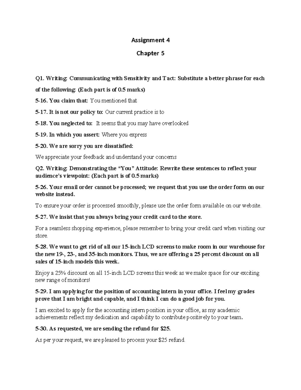 Comm Assign No 4: Enhancing Communication Skills through Writing - Studocu