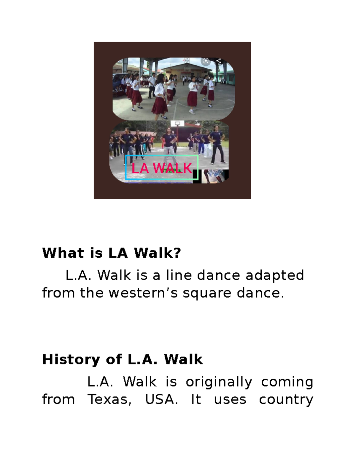 -L.A walk Dance history - What is LA Walk? L. Walk is a line dance ...