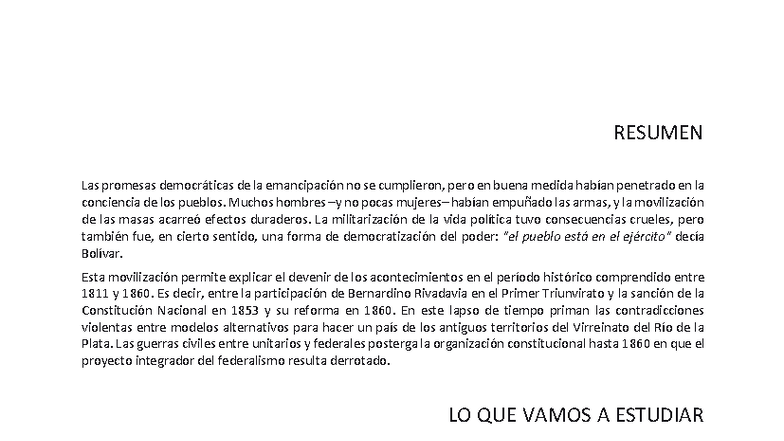 Historia Argentina: Unitarios y Federales (1811-1860) - Módulo 1 - Studocu
