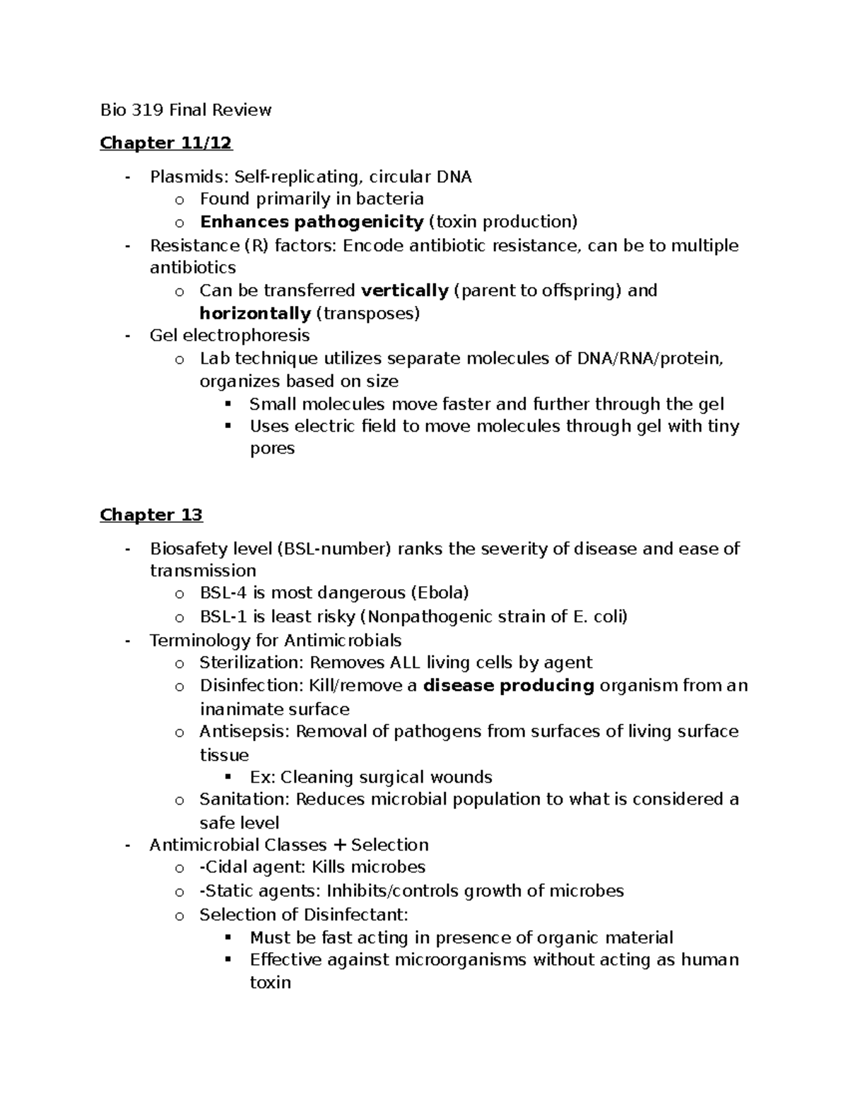 Bio 319 Final Exam Review Plasmids Antimicrobials And Pathogenicity