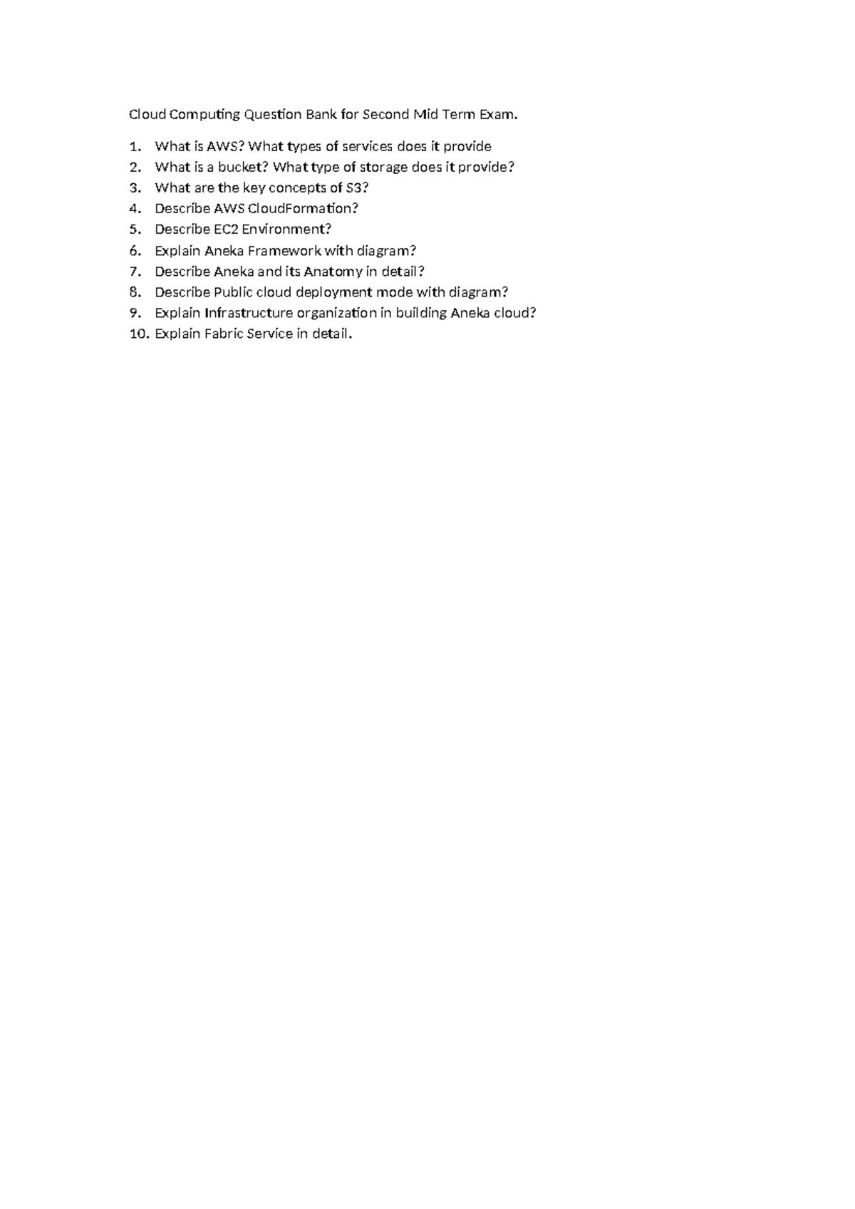 Cc qb - Cc question - Cloud Computing Question Bank for Second Mid Term ...