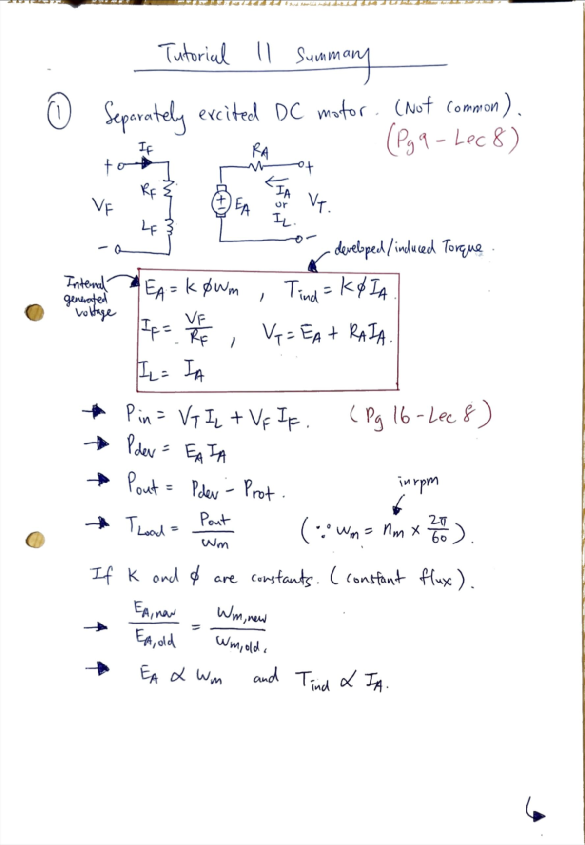 EE2005 Tutorial 11 Summary and Key Concepts - Studocu