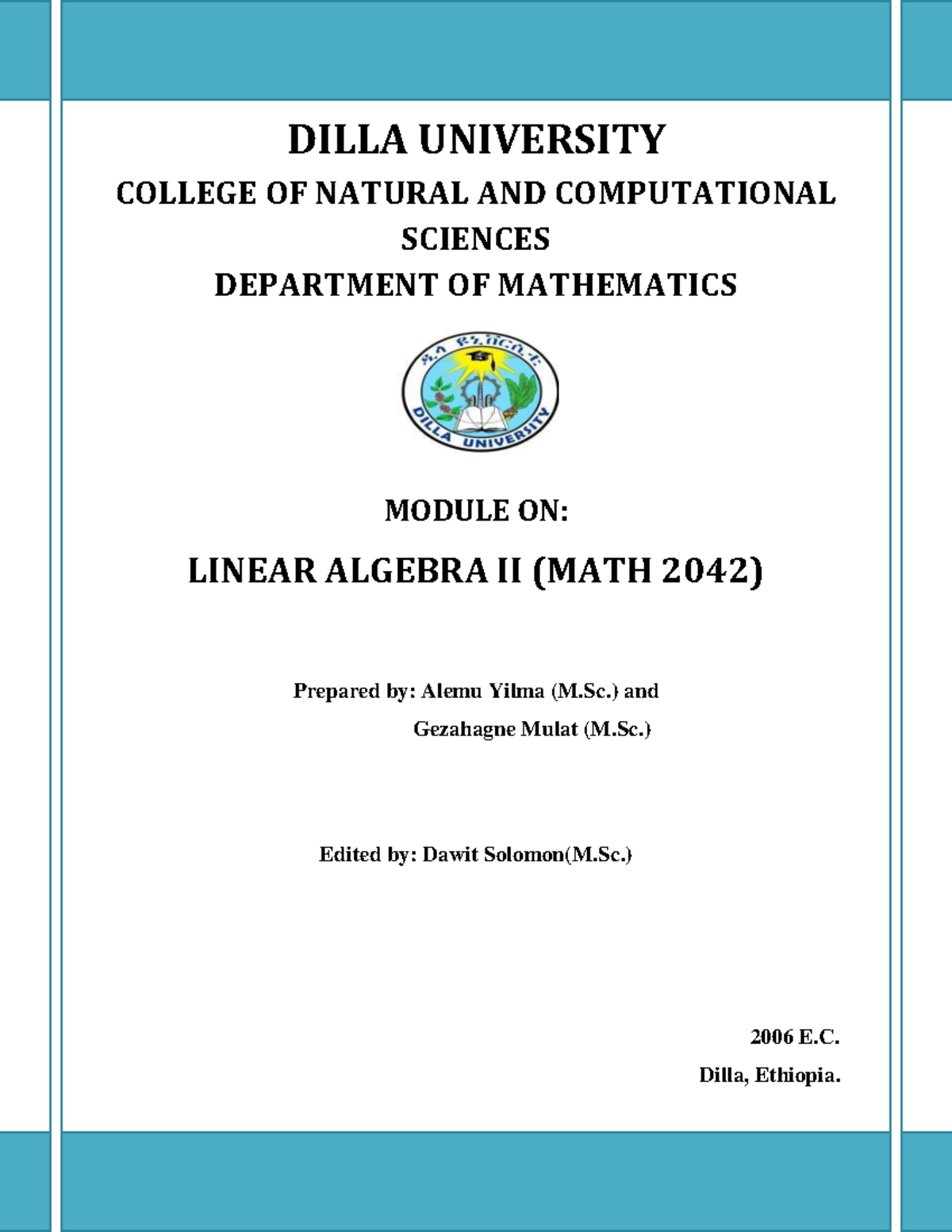 Linear Algebra II Comprehensive Module (MATH 2042) Notes - Studocu