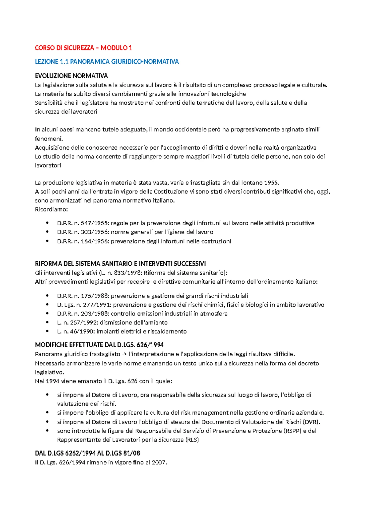 ESAME FINALE Sicurezza Lavoratori - Corso Alto Rischio 81/08 - Studocu