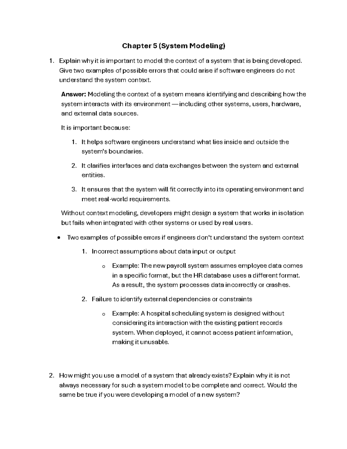 Chapter 5 - System Modeling Insights for CP317 Final Exam - Studocu