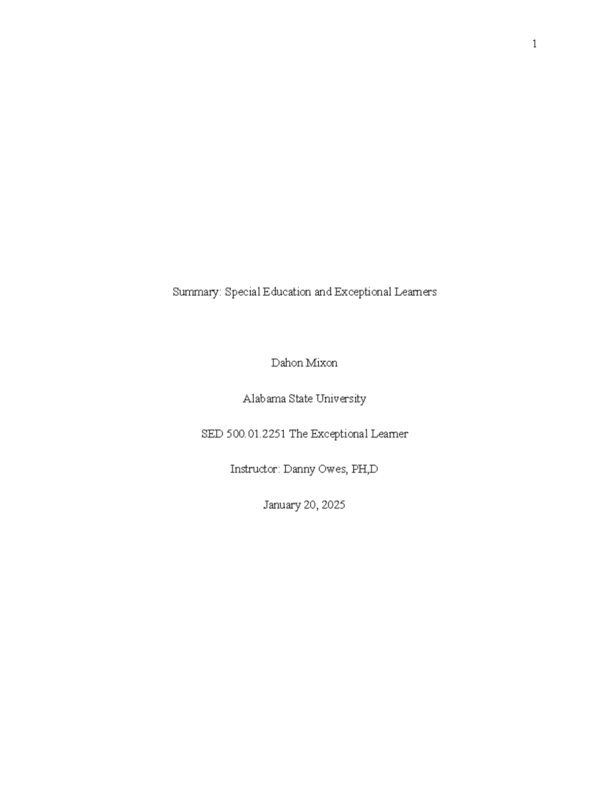 Summary - Discussion 1 History - SOCY 101 - 1 Summary: Special ...