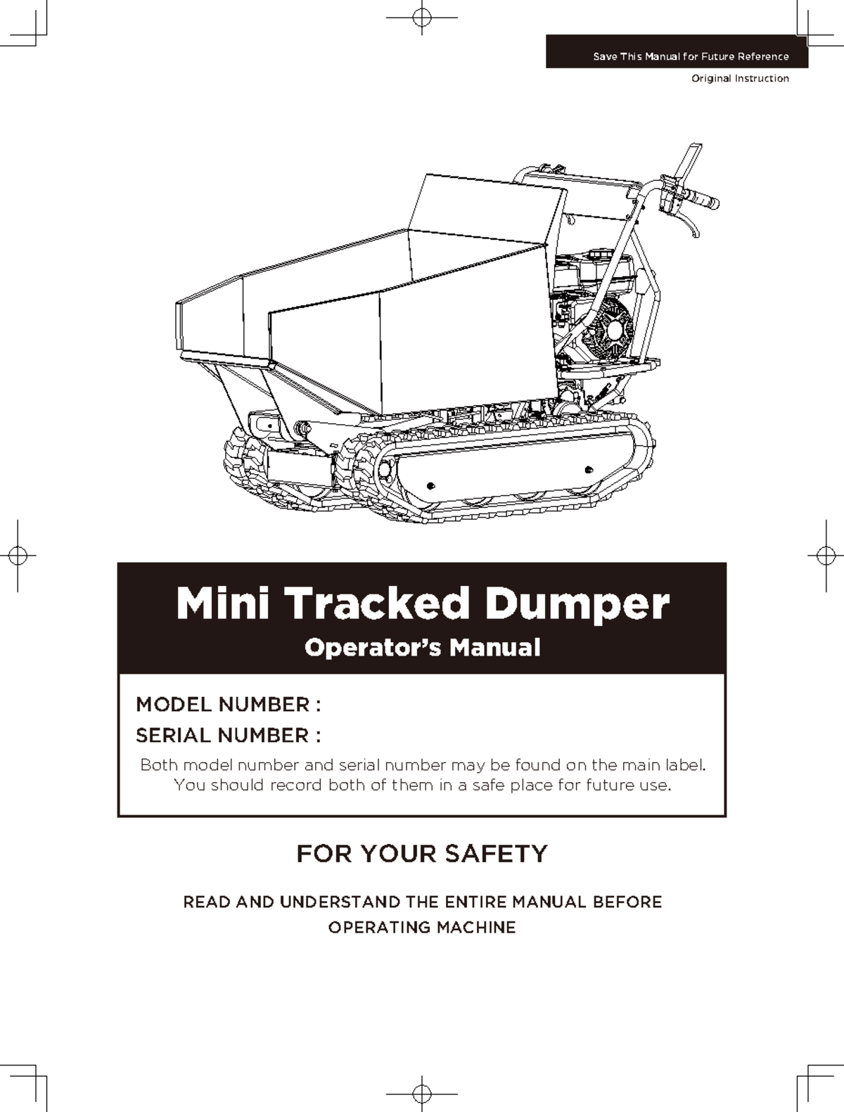 Mini Tracked Dumper User Manual: RR560 Operation & Safety Guide - Studocu