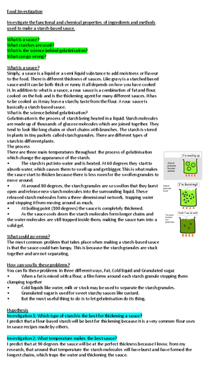 Food Technology - Year 2 - GCSE - Studocu