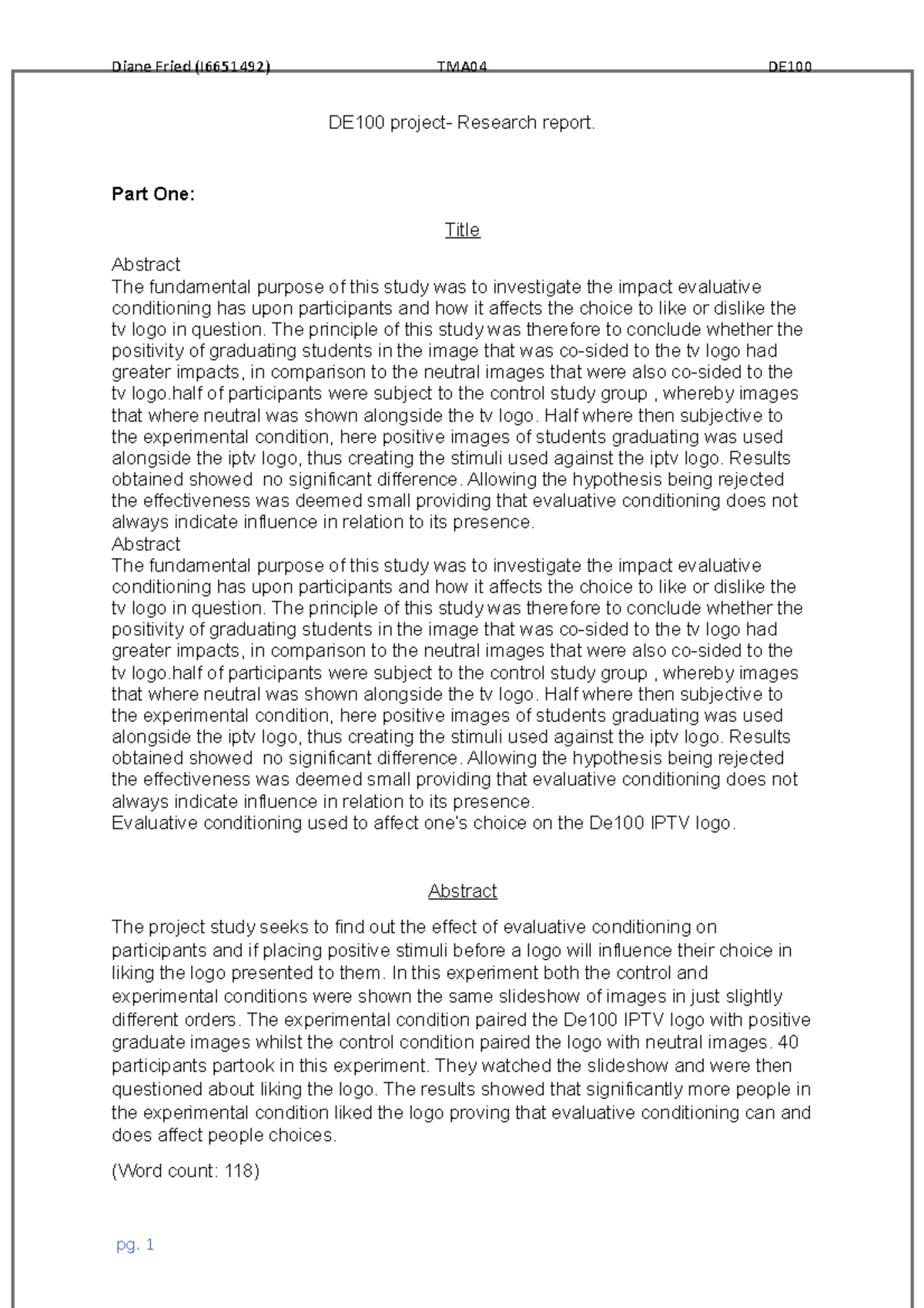 DE100 TMA04: Evaluative Conditioning & Impact on Logo Preference - Studocu