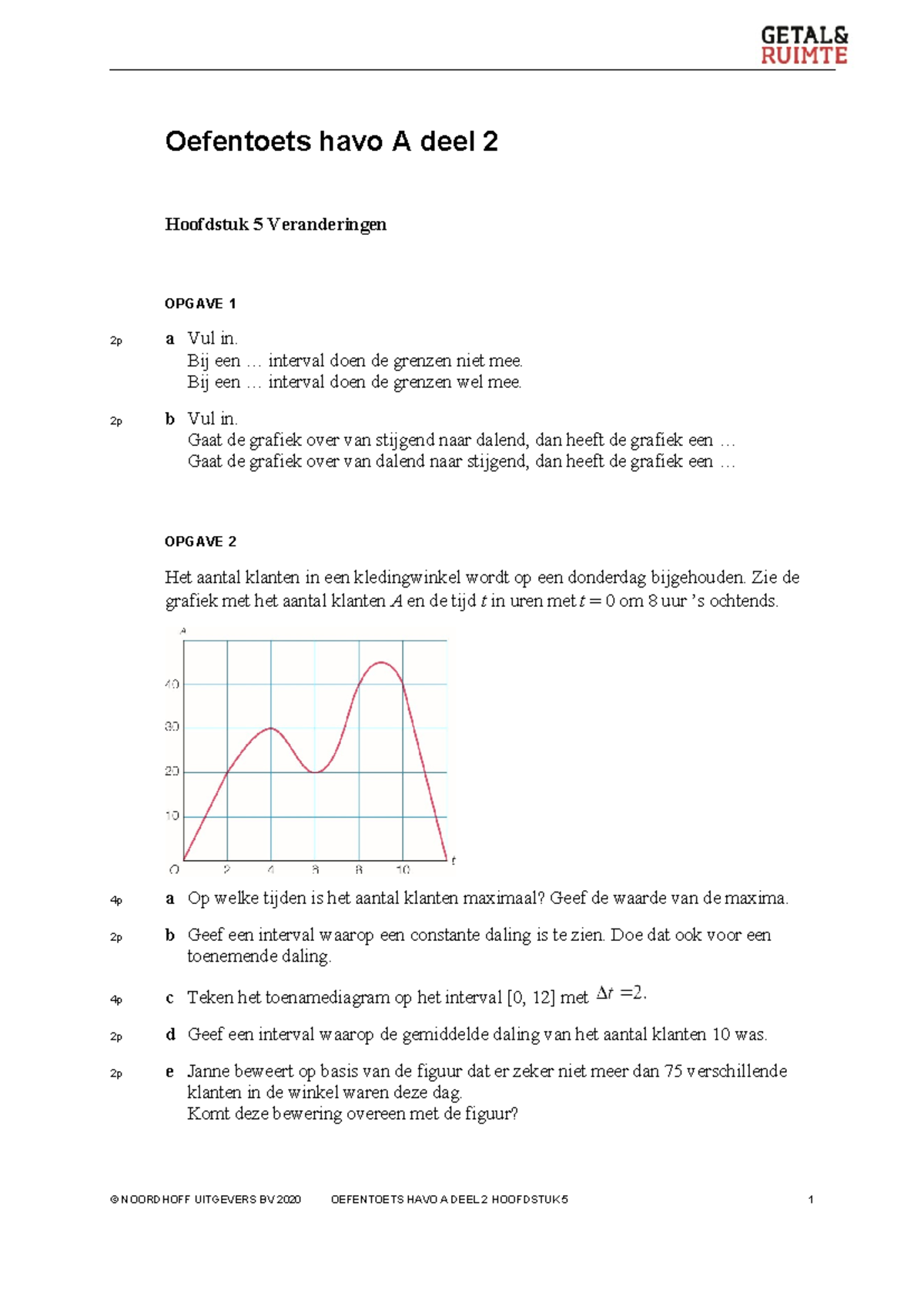 Wiskunde A Oefentoets H5 - Veranderingen en Grafieken - Studeersnel