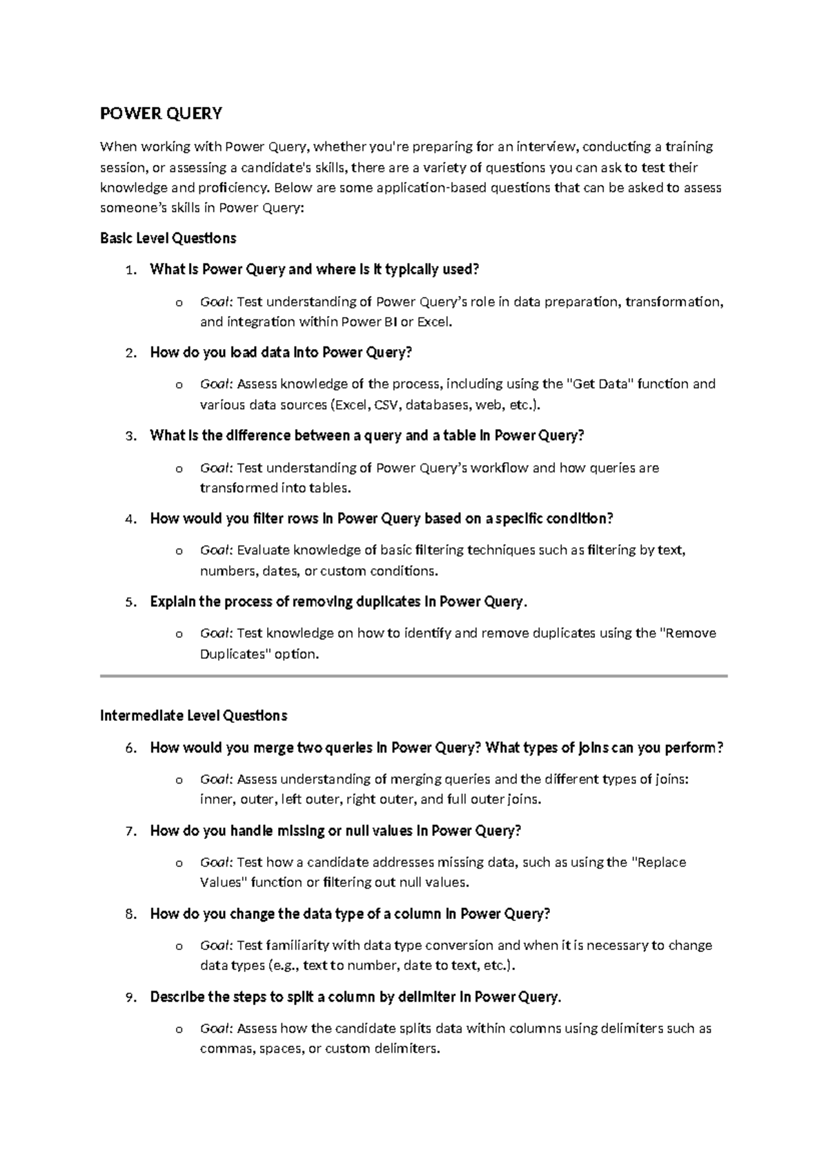 Power Query & Power BI Skills Assessment Questions - Studocu