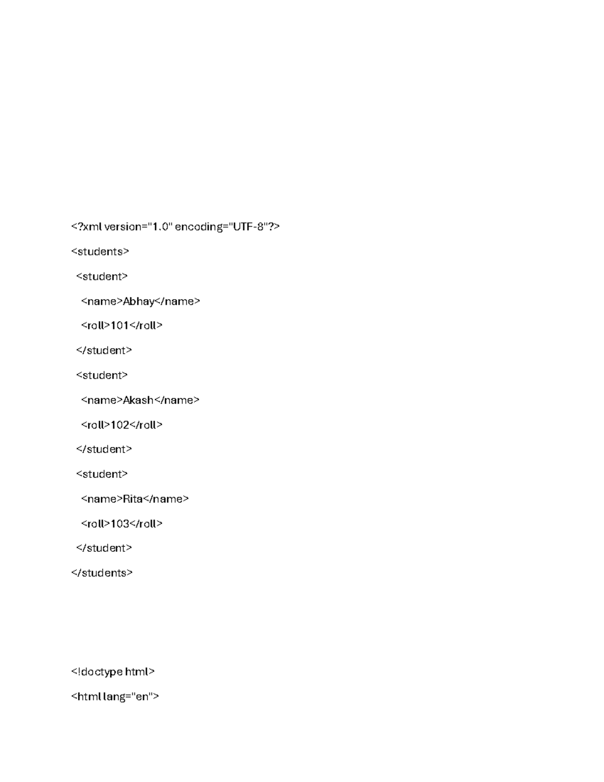 5TH ASSIGNMENT NO. 1: HTML Table Conversion & XML Handling - Studocu
