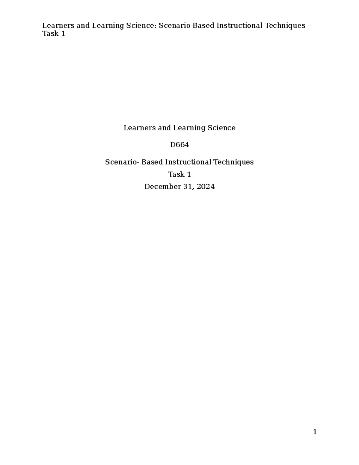 LLS - Task 1: Selecting Scenarios & Revising Learning Tools - Studocu