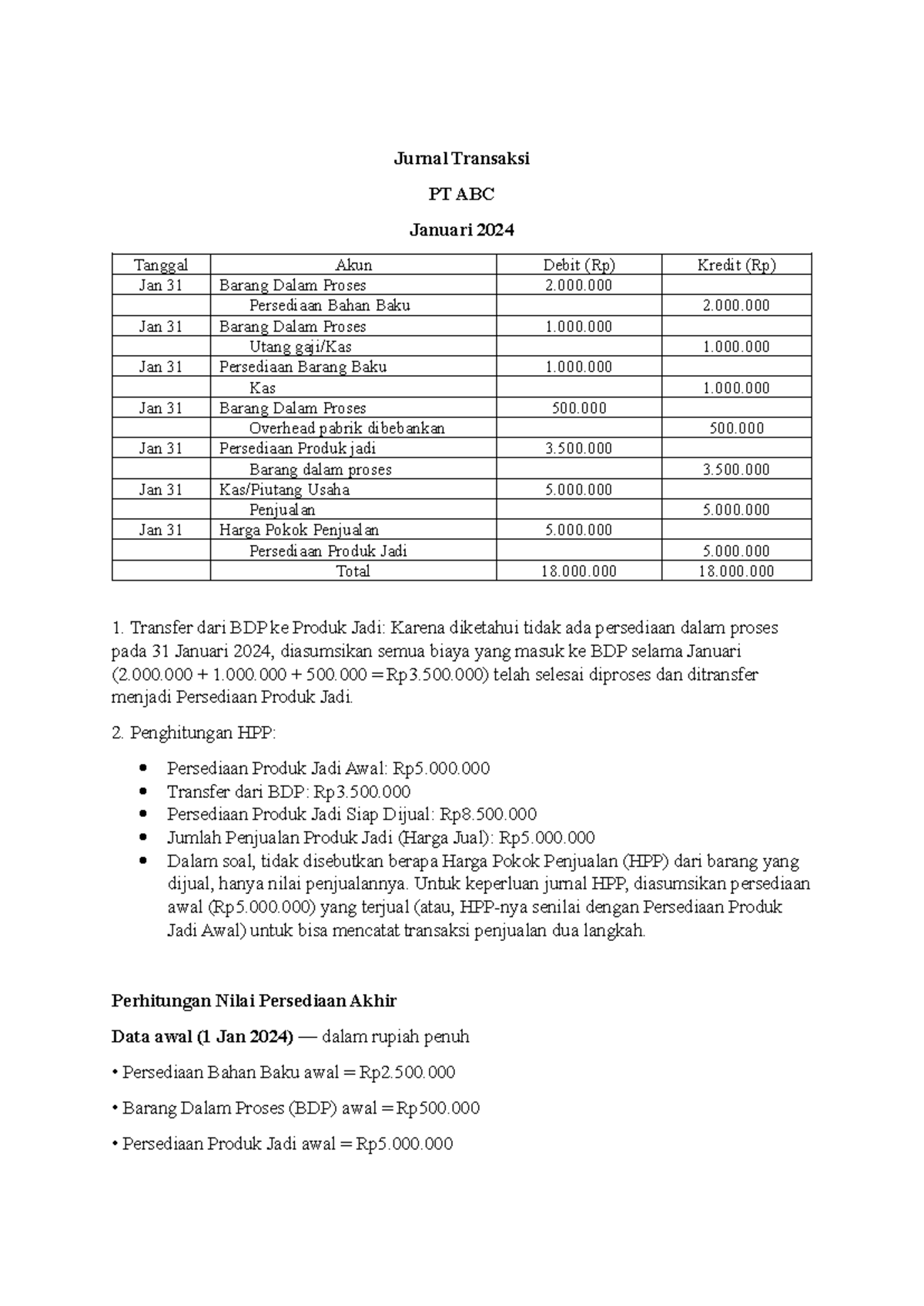 Jurnal Transaksi PT ABC - Diskusi 7 Pengantar Akuntansi Januari 2024 ...