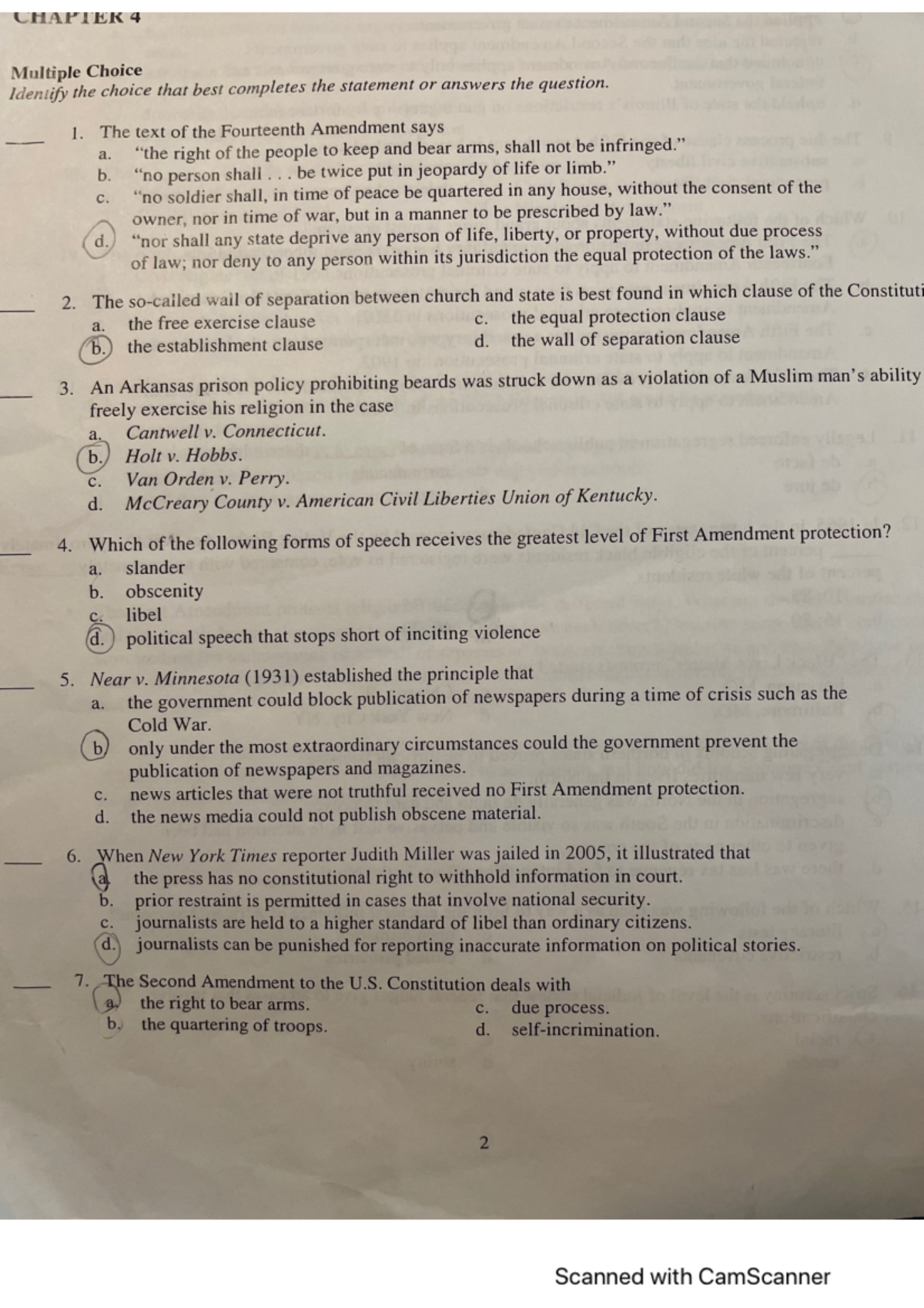 Chapter 4 - Multiple Choice question 1 to 7 - CHAPTER 4 Multiple Choice ...