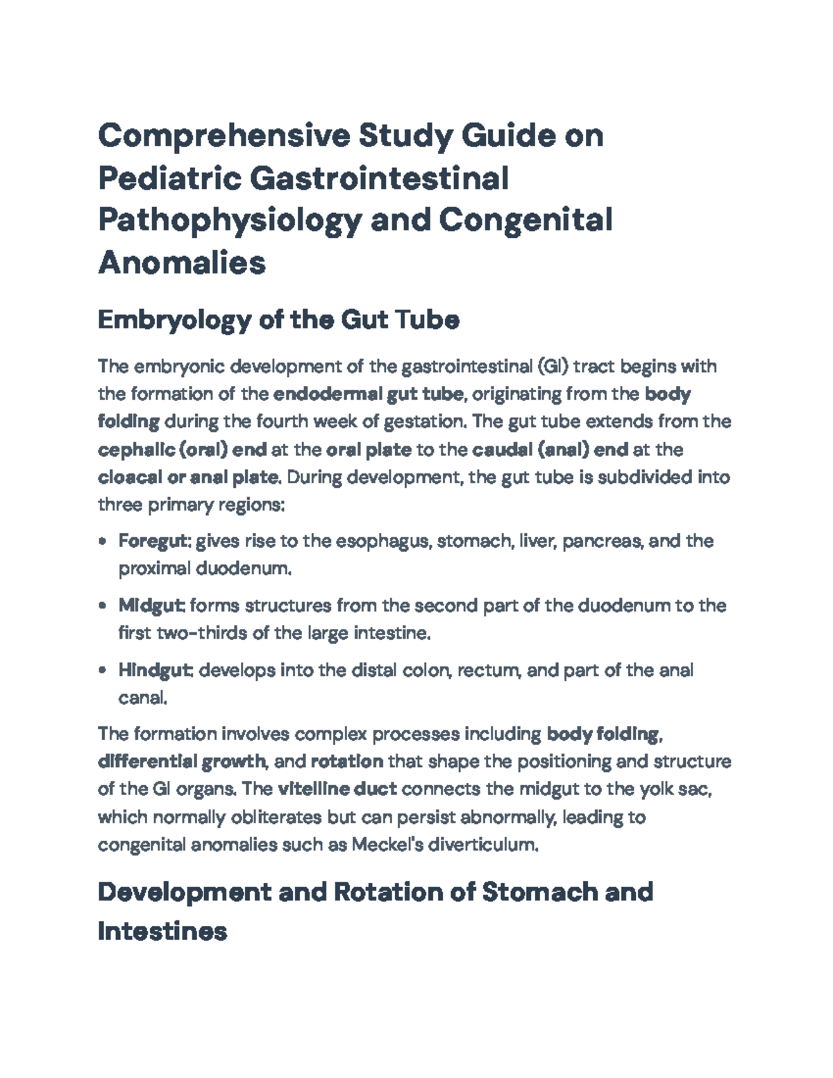 Comprehensive Study Guide on Pediatric GI Pathophysiology (2af5f4fe ...
