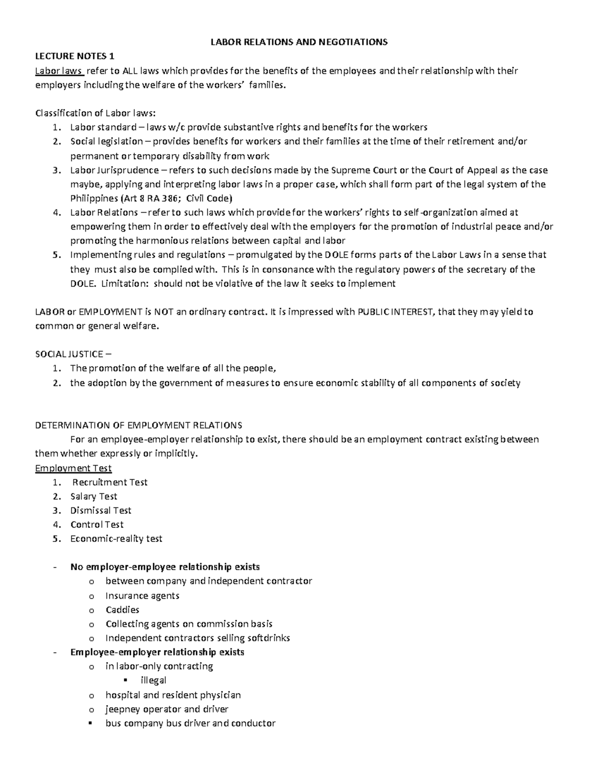 Lecture 1 - Intro to Labor Management & Relations Notes - Studocu