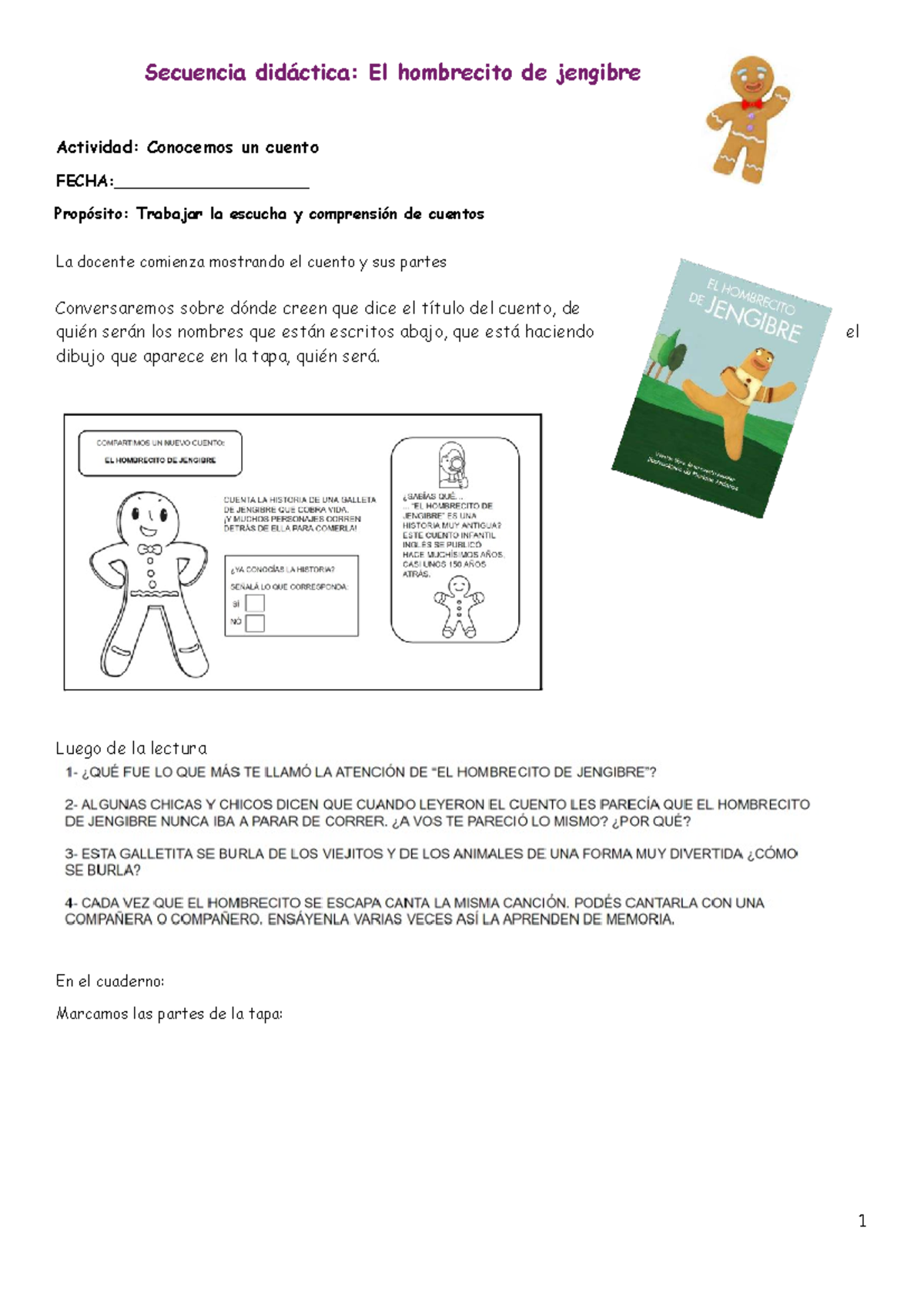 Secuencia Didáctica: El Hombrecito de Jengibre - Actividades y ...