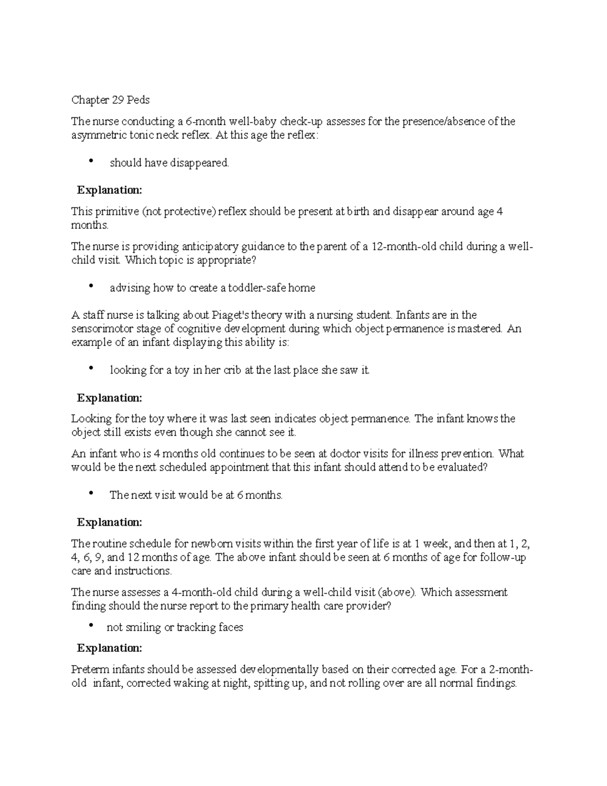 Chapter 29 Peds: Developmental Assessments and Care Guidance - Studocu