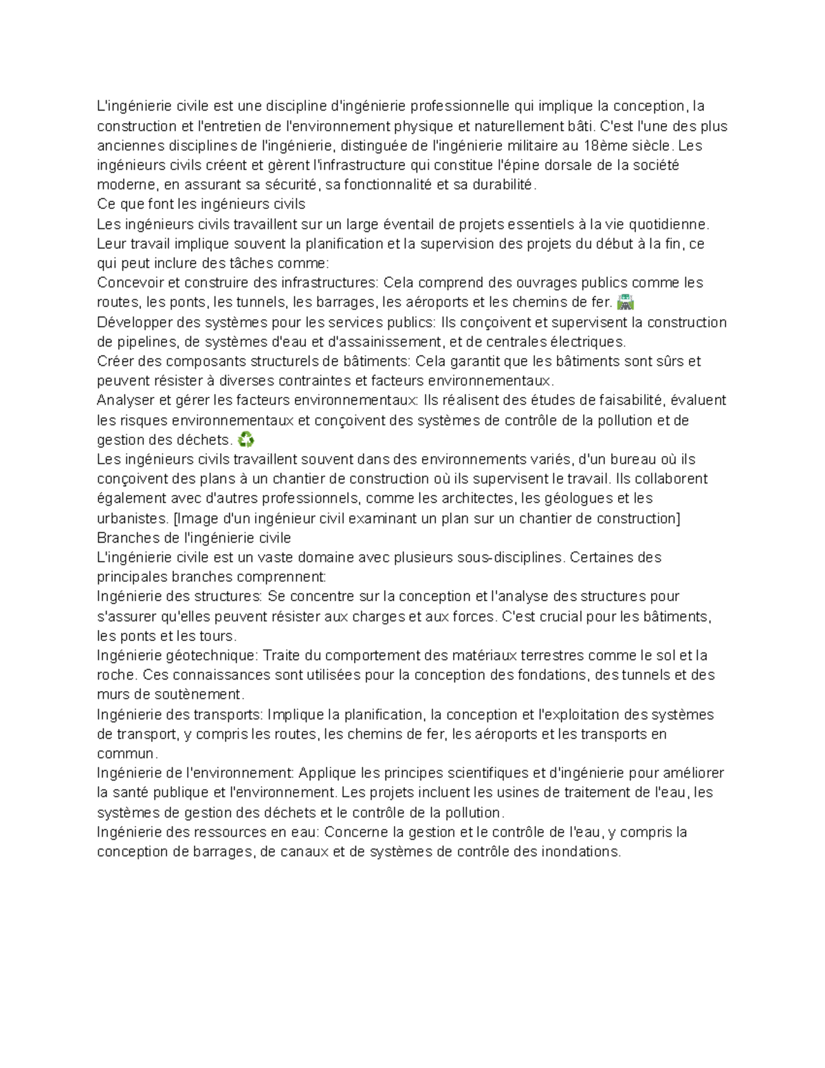 Ingénierie Civile : Concepts et Applications Essentielles - Studocu