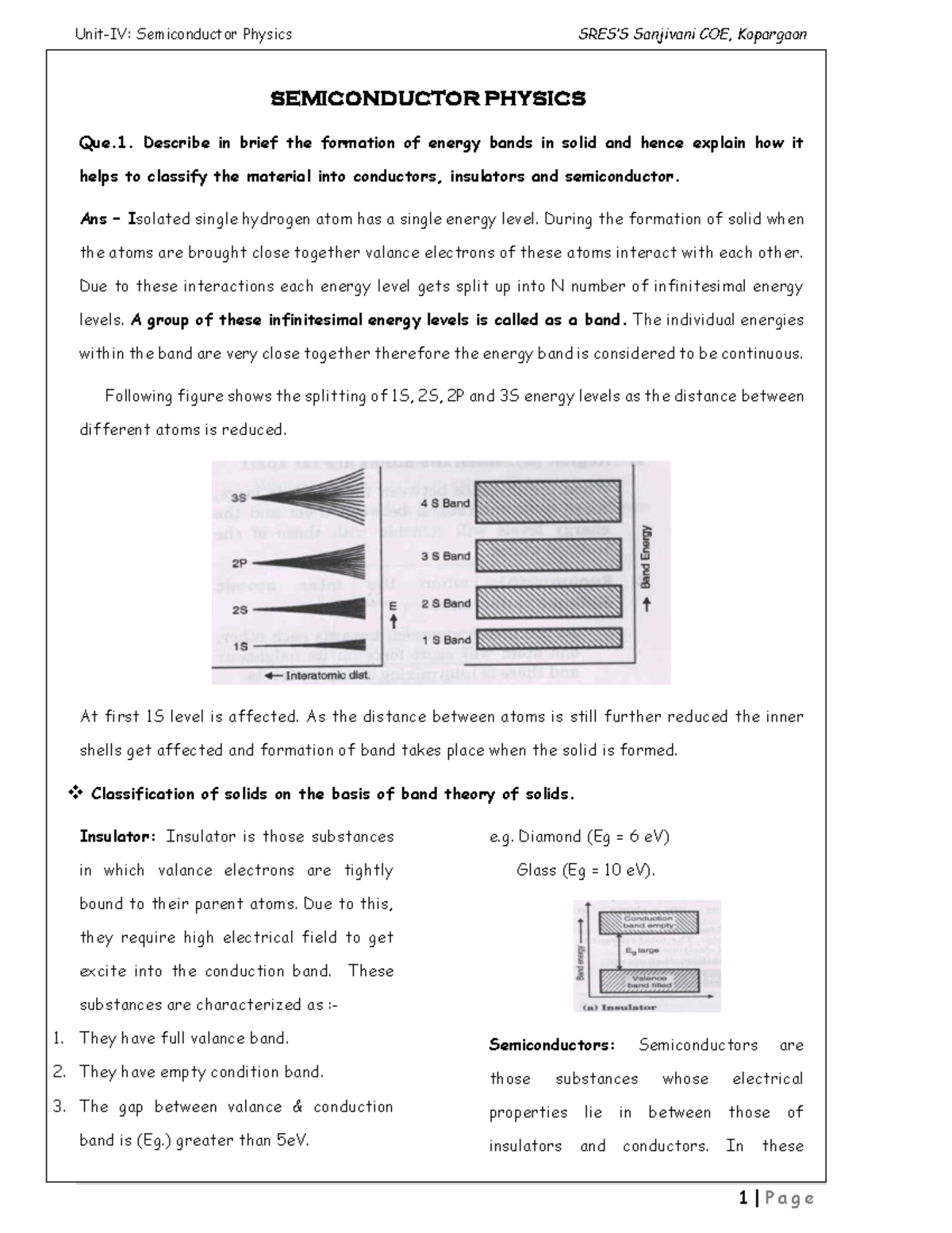 Unit-4-Semiconductor Physics: Energy Bands, Conductivity & Solar Cells ...