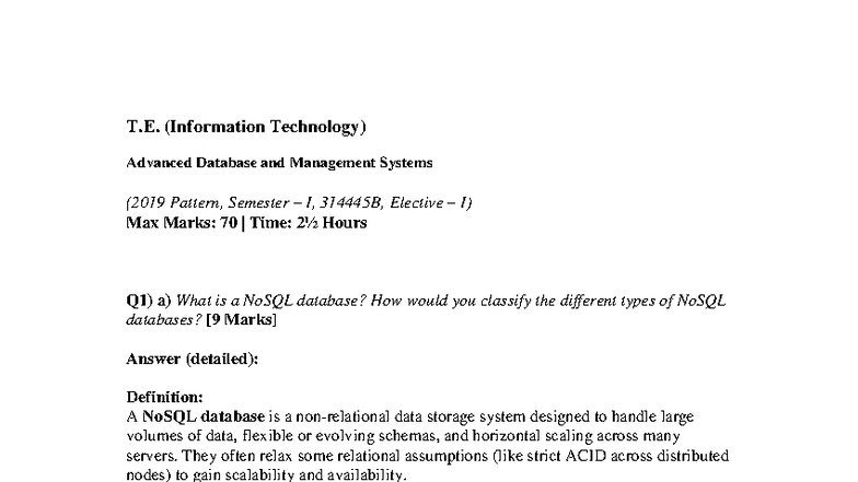 Nov2024 Solved - ADBMS: Advanced Database Management Systems Insights ...