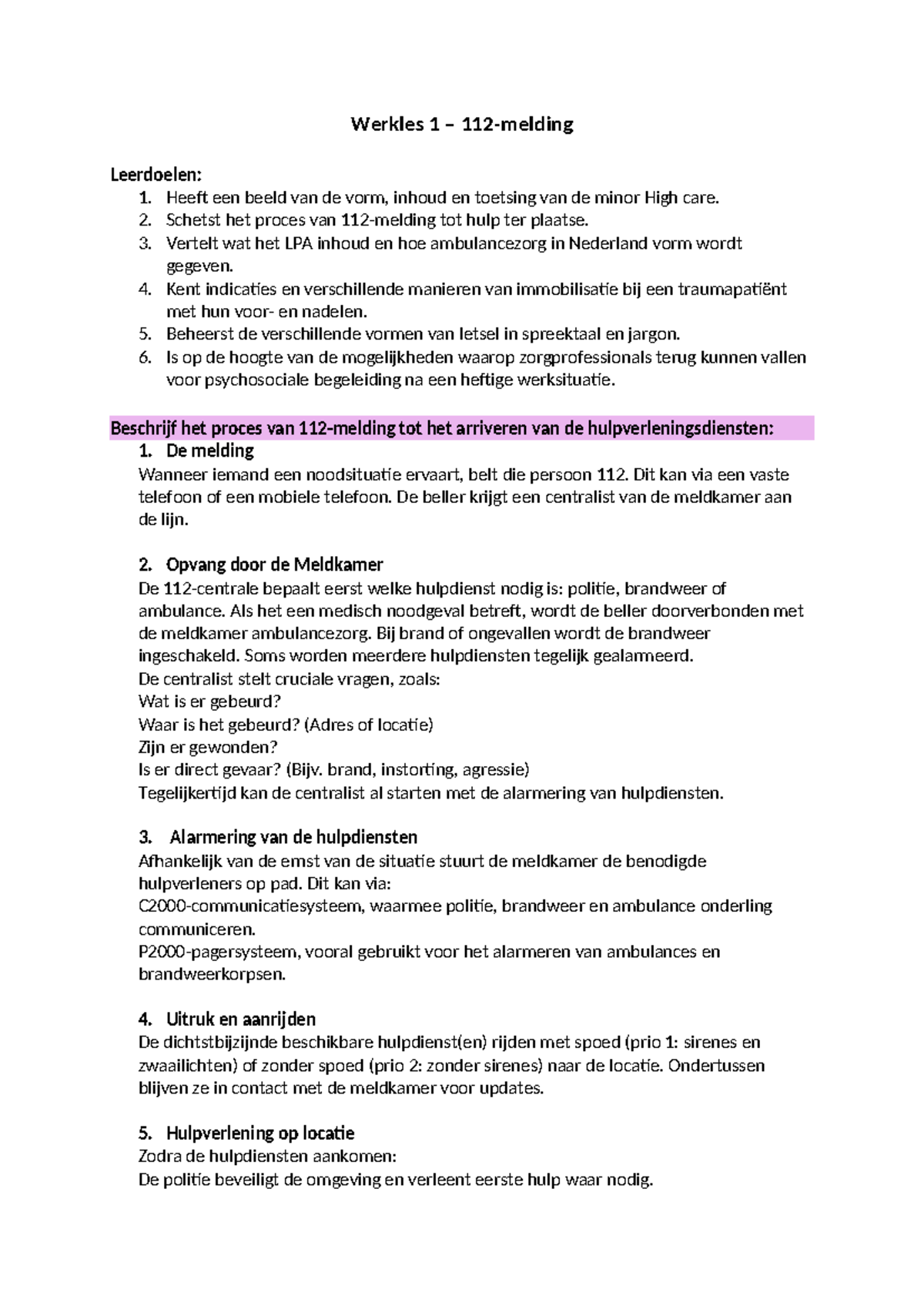 Werkles 1: Proces en Indicatietherapie bij 112-meldingen en ...