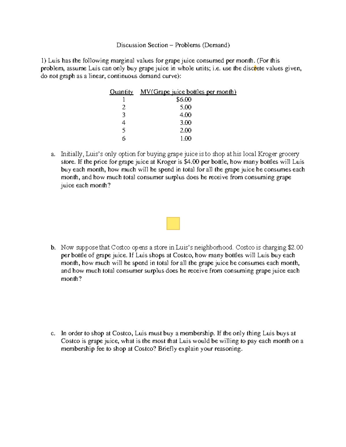 01 Discussion Section (Demand) - Consumer Surplus Analysis - Studocu