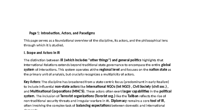 IR Class Notes: Introduction to Actors, Paradigms, and Theories - Studocu