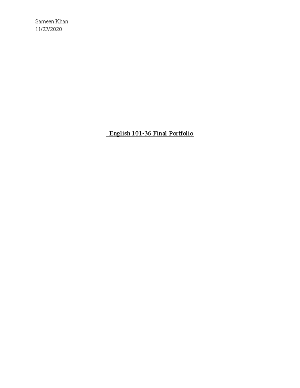 Eng 101-36 FINAL PORTFOLIO: Reflections & Key Assignments - Studocu