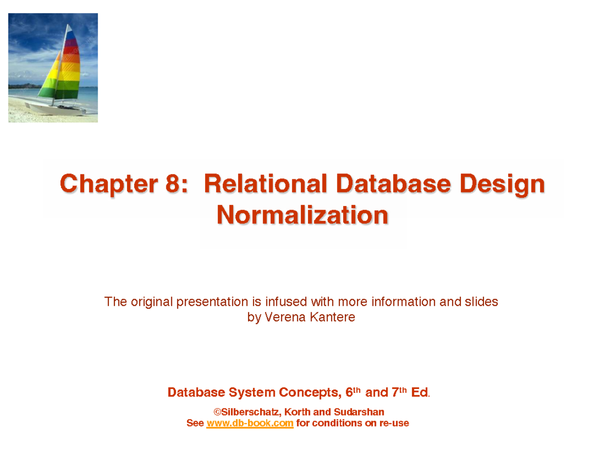 7 FDand Normalization - Lecture Notes - Database System Concepts, 6th ...