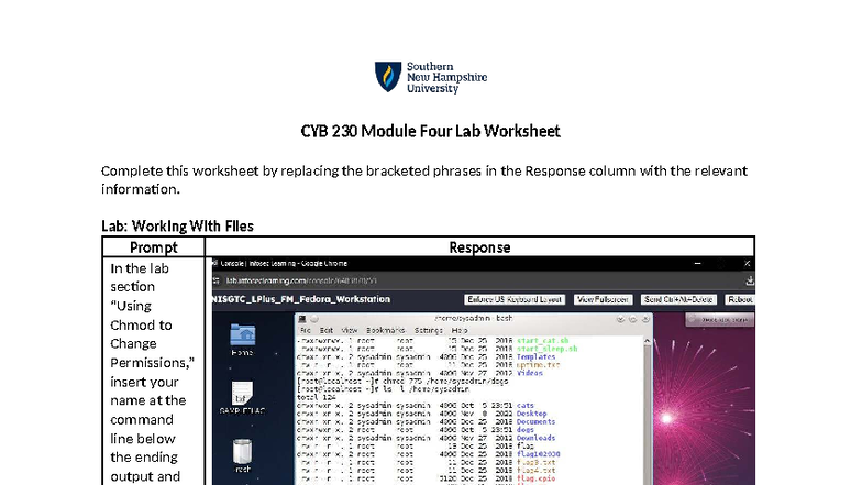 CYB 230 Module 4 Lab: Working with Linux File Permissions - Studocu