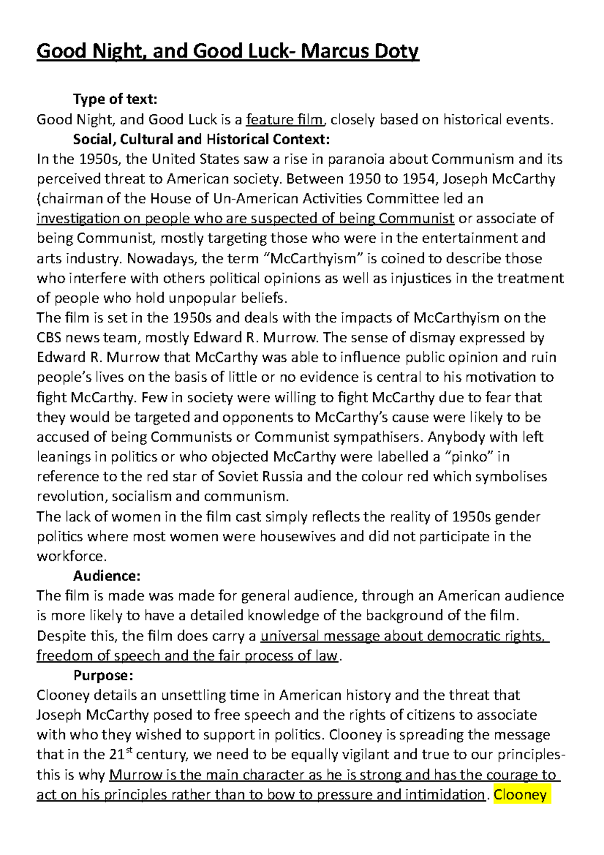 Good Night, and Good Luck Movie Analysis - Good Night, and Good Luck ...