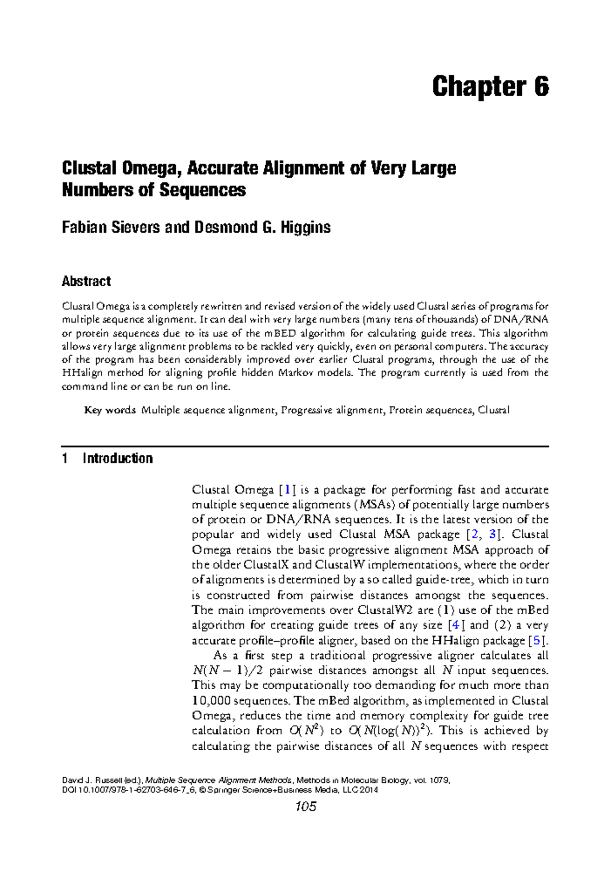 Chapter 6: Clustal Omega - Accurate Sequence Alignment - Studocu