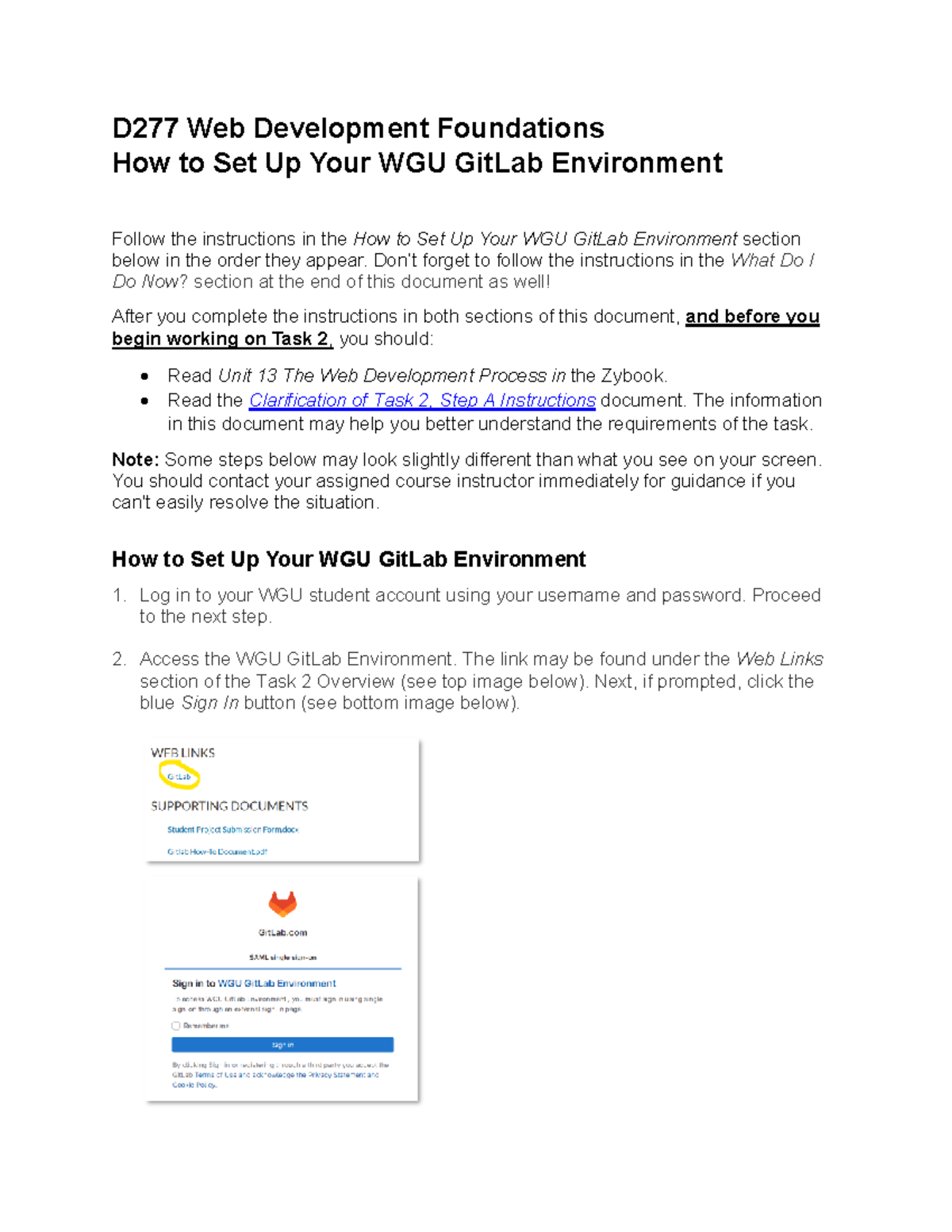 D277 GitLab Setup Guide: Web Development Environment Instructions - Studocu